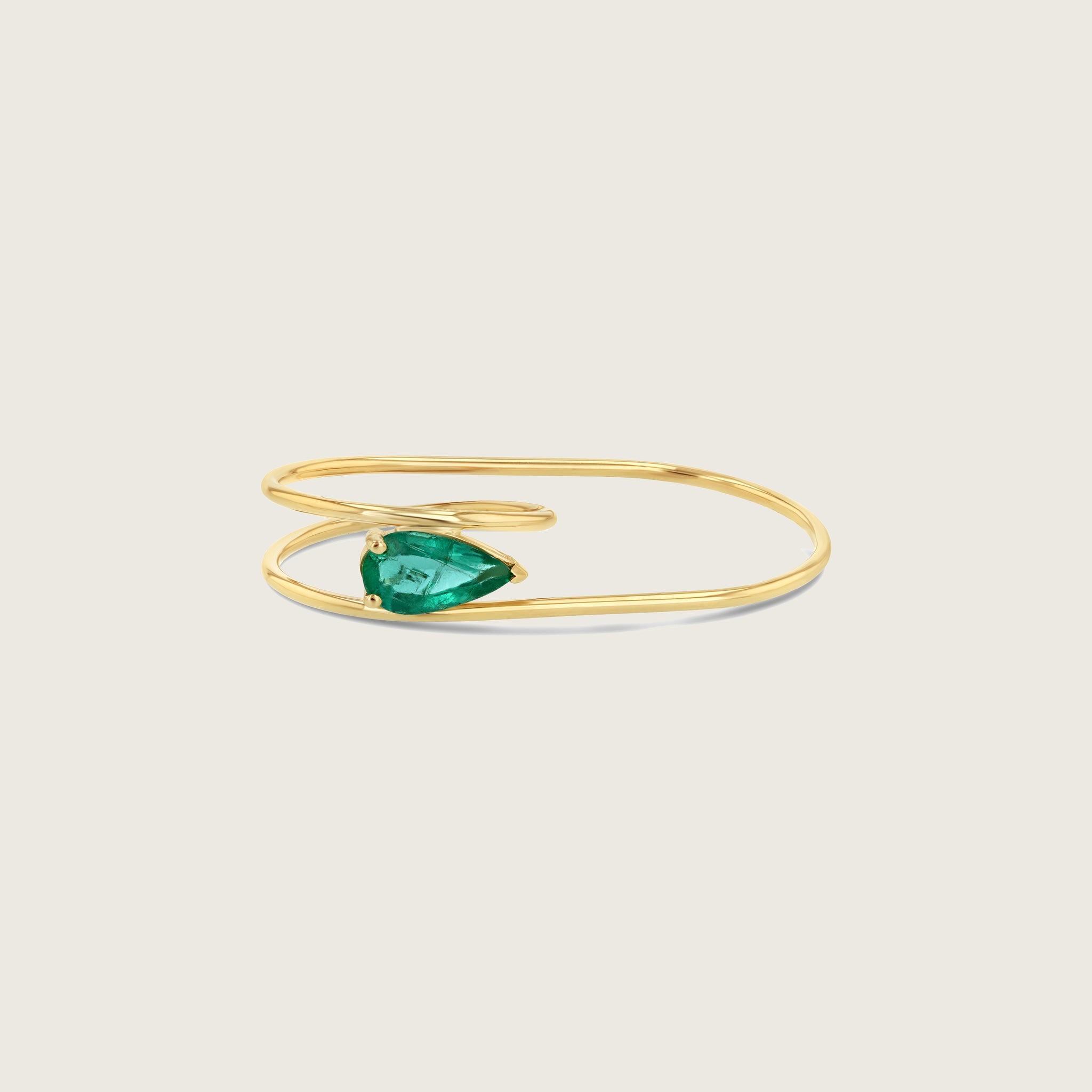 Double Helix Ring w Emerald Pear– GRACE LEE