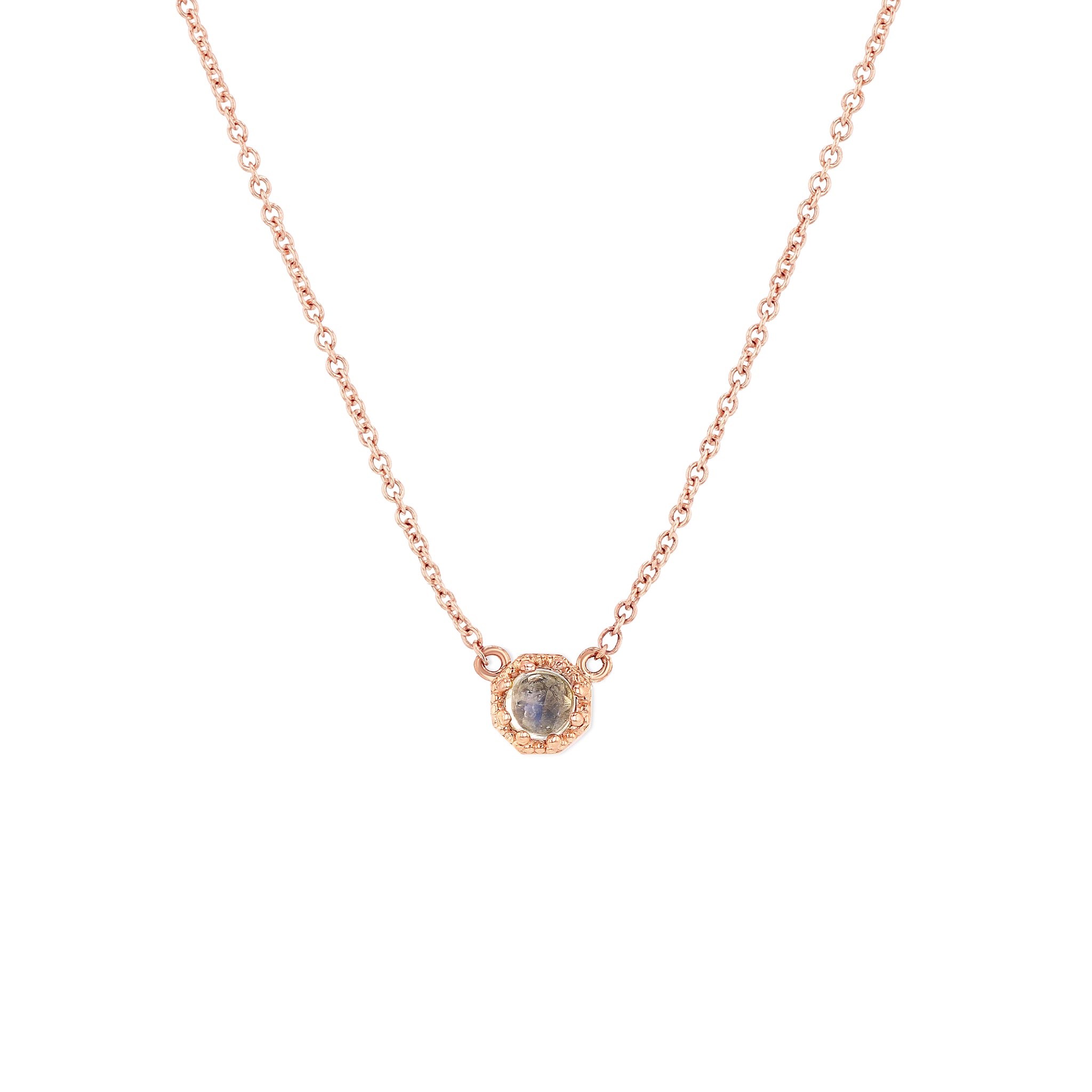 Petite Crown Bezel Moonstone Necklace– GRACE LEE